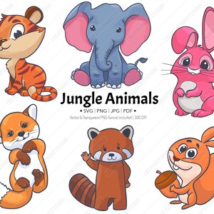 Cute Jungle Animals SVG Bundle Cute Zoo Animals Clip Art - Etsy
