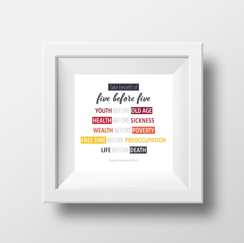 Five Before Five, Islamic Wall Art . Islamic Art . Islamic Home Decor . Islamic Print . Islamic ...