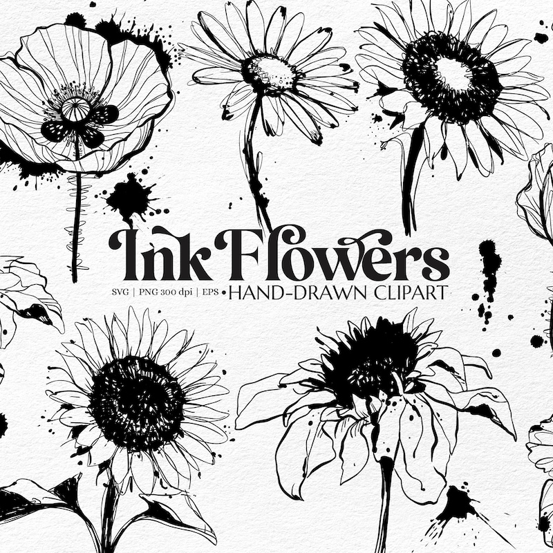 Ink Drawings Flowers - Etsy