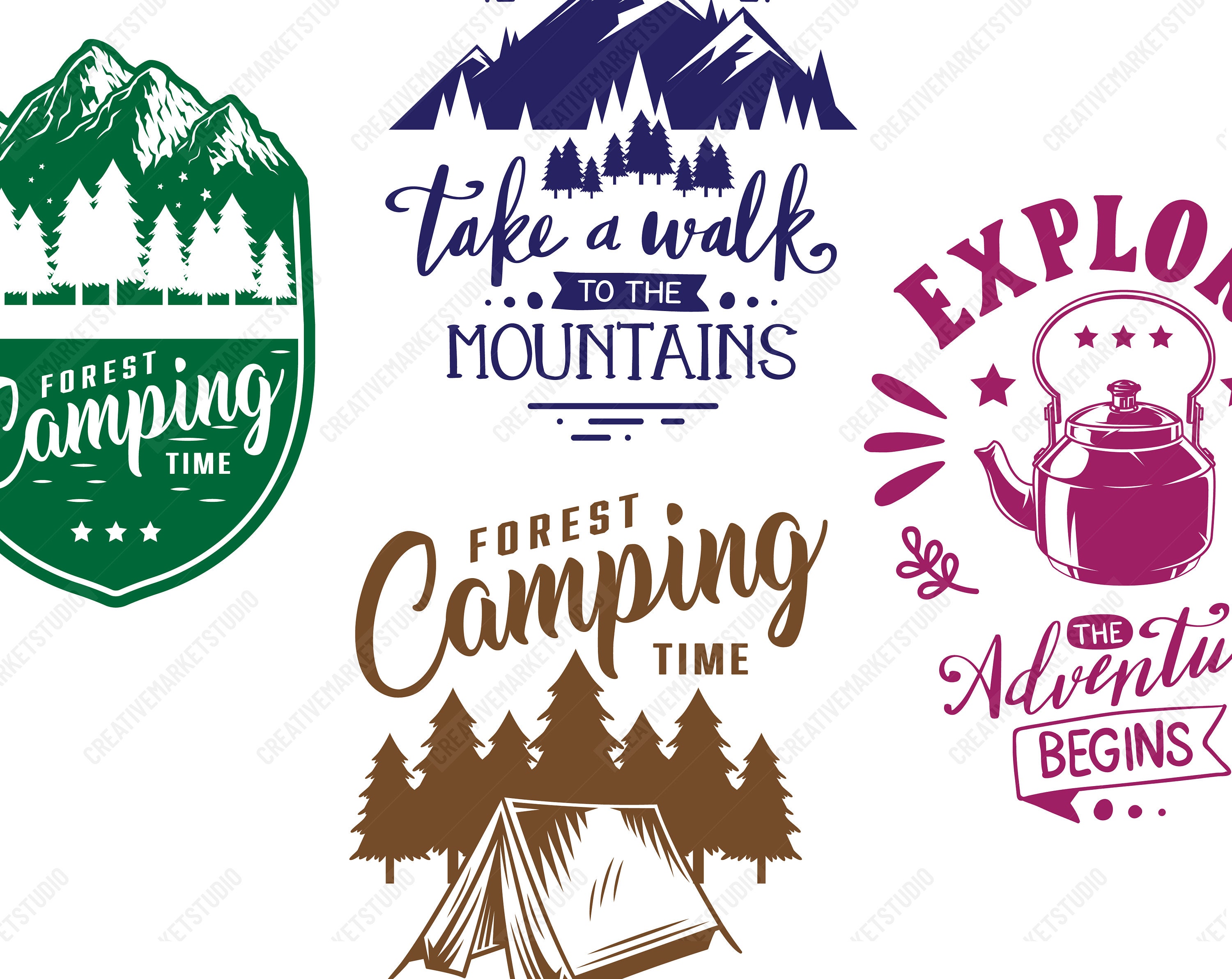 Camping SVG Bundle, Camp Life, Camper Clipart, Adventure Signs, Summer ...