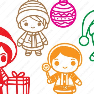 Christmas Kids Clip Art Set SVG, Cute Holiday Characters in Winter Hats ...