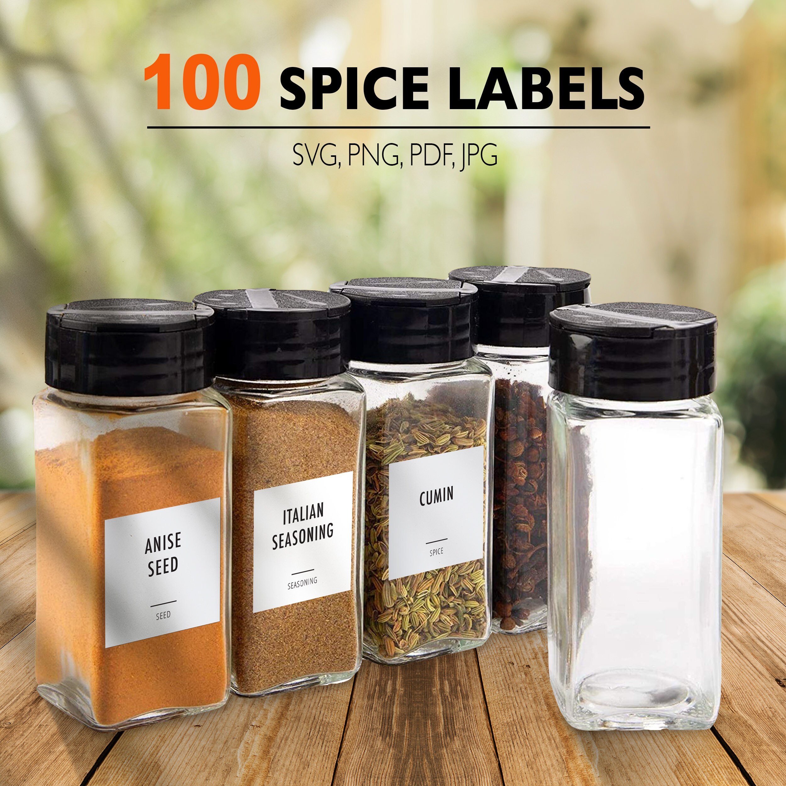 Spice Jar Labels SVG PNG – Modern Minimalist Printable Stickers for ...