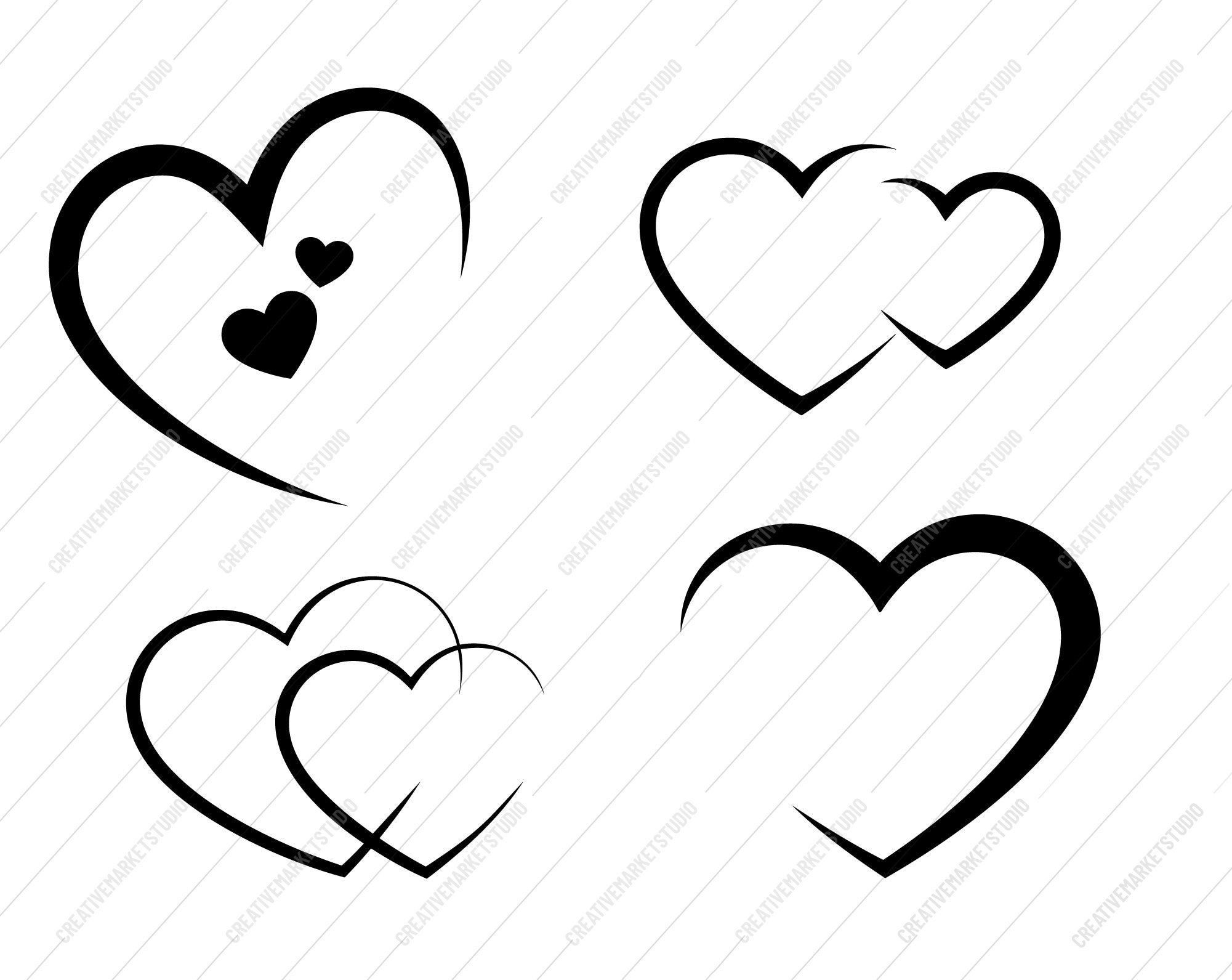 Heart Shape Hand Drawn, Doodle Heart SVG, Sketch Heart, Valentine ...