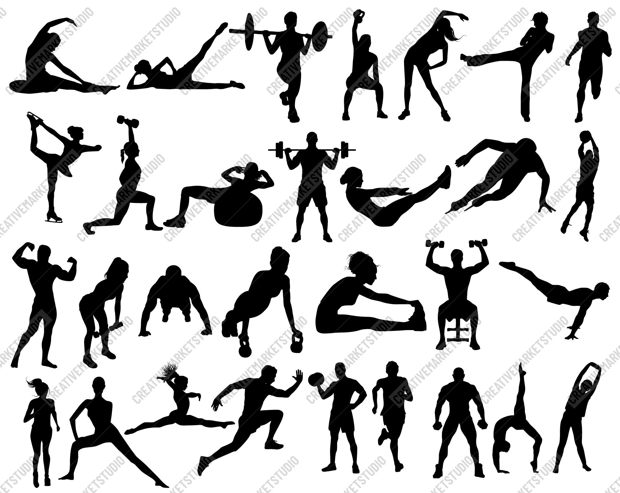 Fitness Workout SVG Bundle Gym SVG Bundle Fitness SVG - Etsy