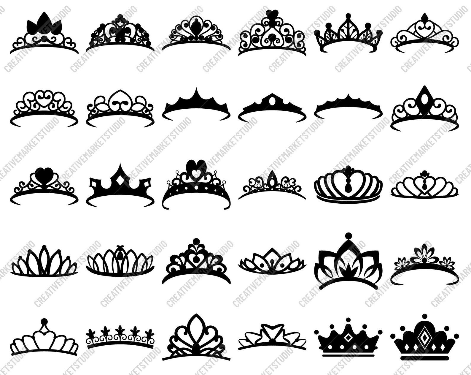 Royal Crown SVG – Queen and Princess Tiara Clipart PNG PDF for Party ...