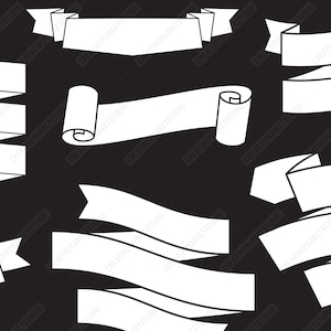 Ribbon Clipart Bundle SVG, Banner Header, Stitched Ribbons Clipart ...