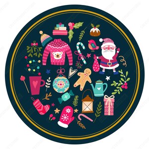 Christmas Clipart Bundle SVG PNG, Cute Whimsical Santa, Gifts ...