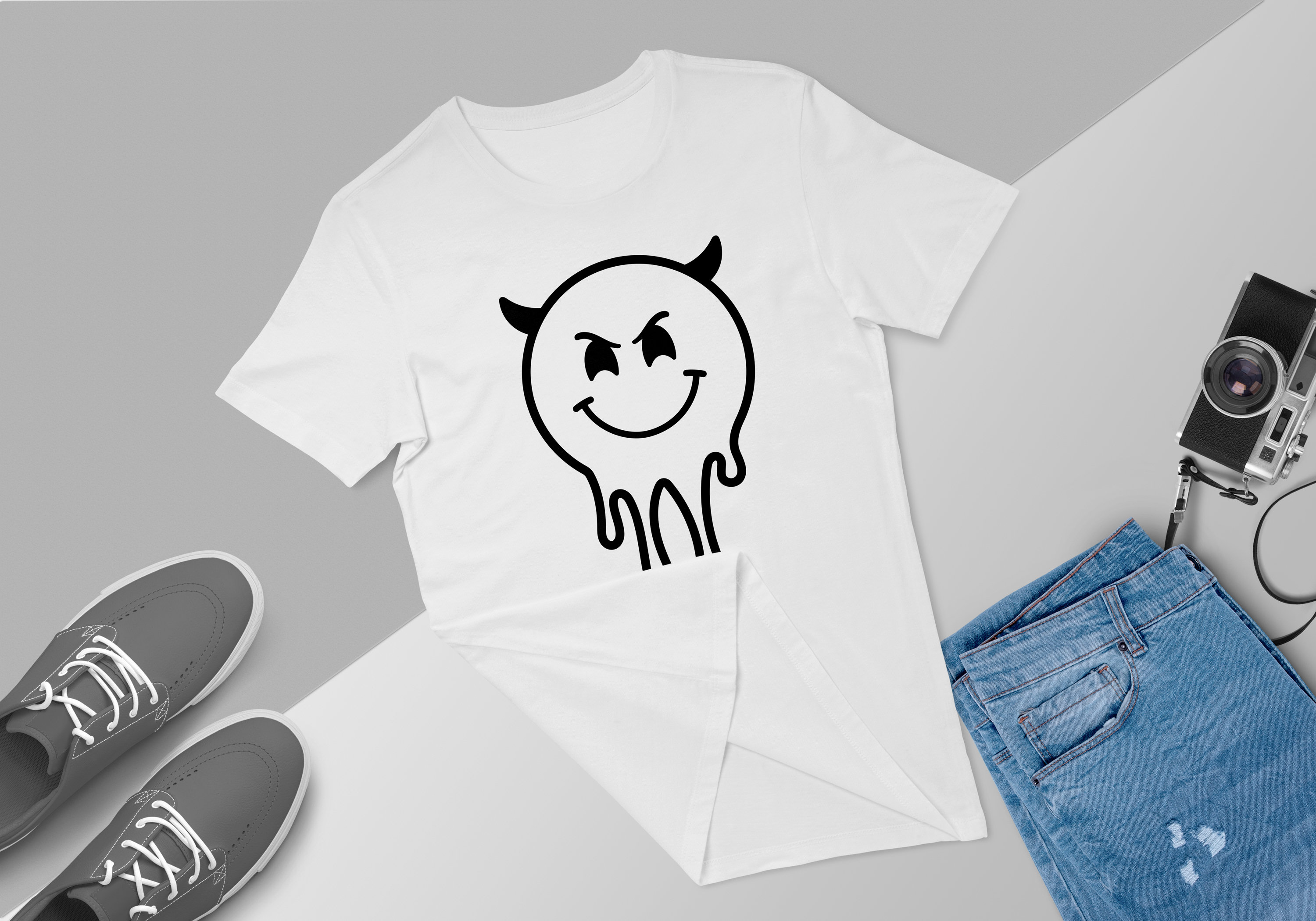 Evil Smiley Face SVG Bundle – Groovy Devil Emoji PNG for Crafts, T ...