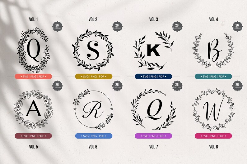 Monogram SVG Bundle, Last Name Svg, Initial Monogram, Flourish Alphabet ...