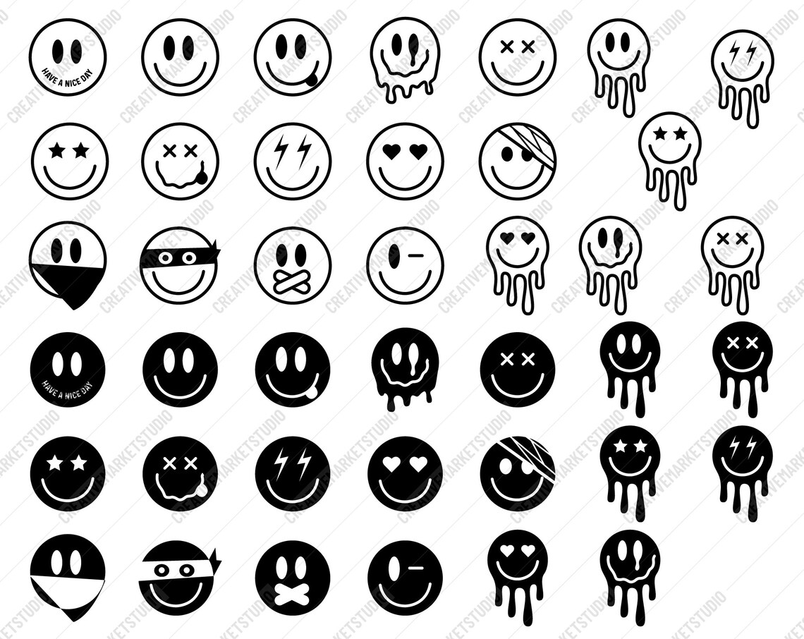 Smiley Face Procreate Stamps Procreate Smiley Stamps Procreate Doodle ...