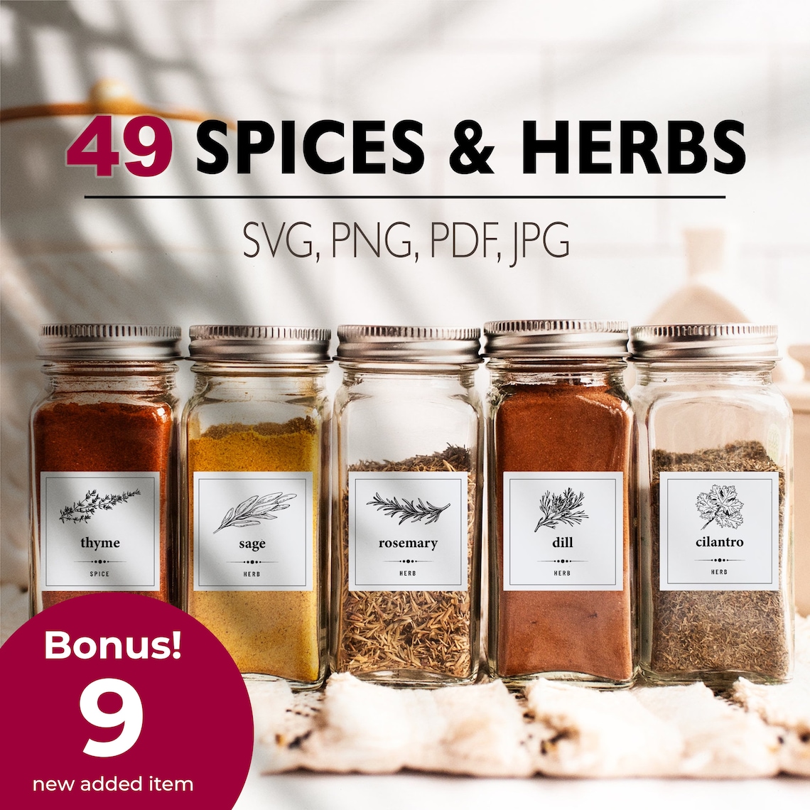 Printable Spice Jar Labels Modern Minimalist Spice Jar Label Template ...