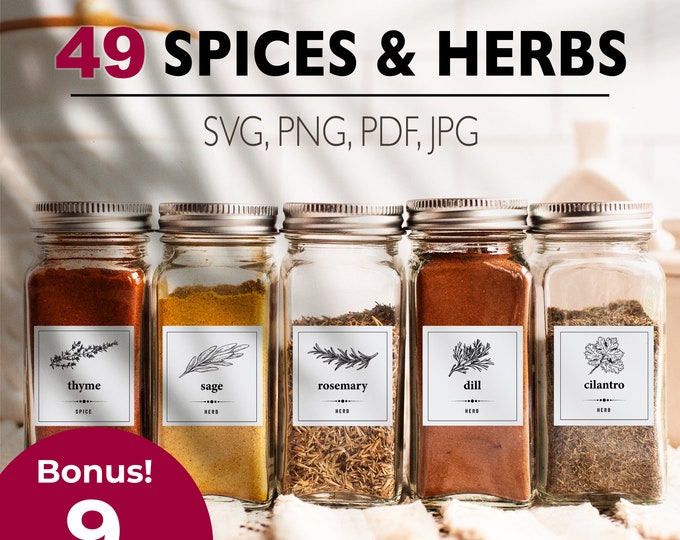Spice Jar Label Template, Printable Seasoning Stickers, DIY Herbs Spice ...