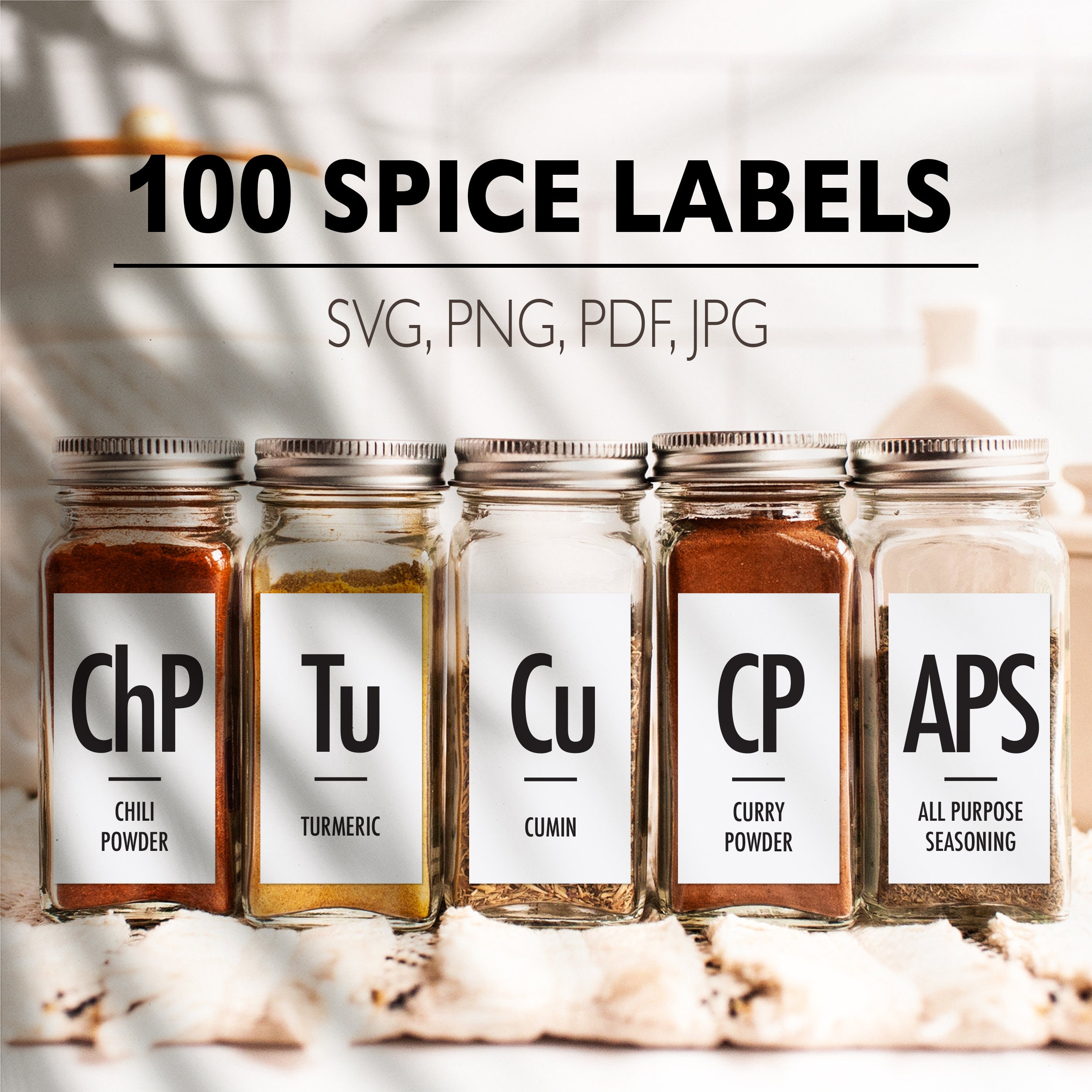 Spice Labels minimalist Design, Modern Spice Labels, Pantry Labels ...