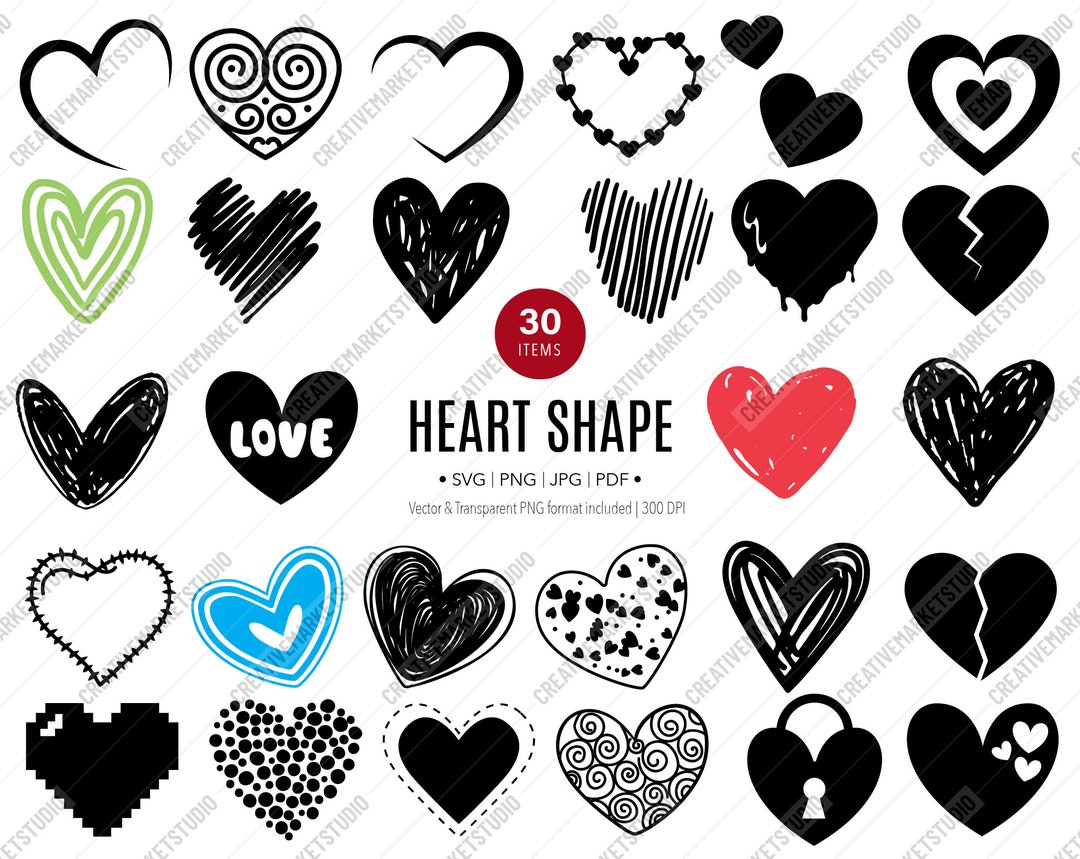 Heart Shape Hand Drawn, Doodle Heart SVG, Sketch Heart, Valentine ...