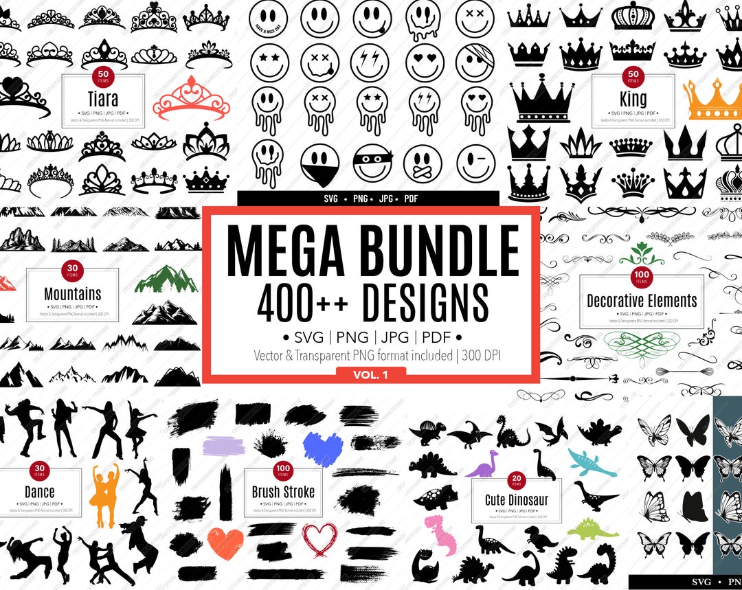 Mega SVG Bundle, Cliparts Designs SVG, Svg Files for Cricut, Silhouette ...