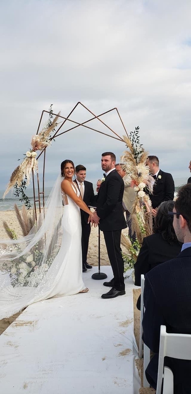 Copper Wedding Arch Rose Gold Flower Stand Geometric Photo - Etsy