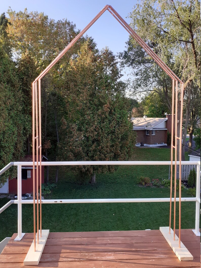 Copper Wedding Arch Rose Gold Flower Stand Geometric Photo - Etsy