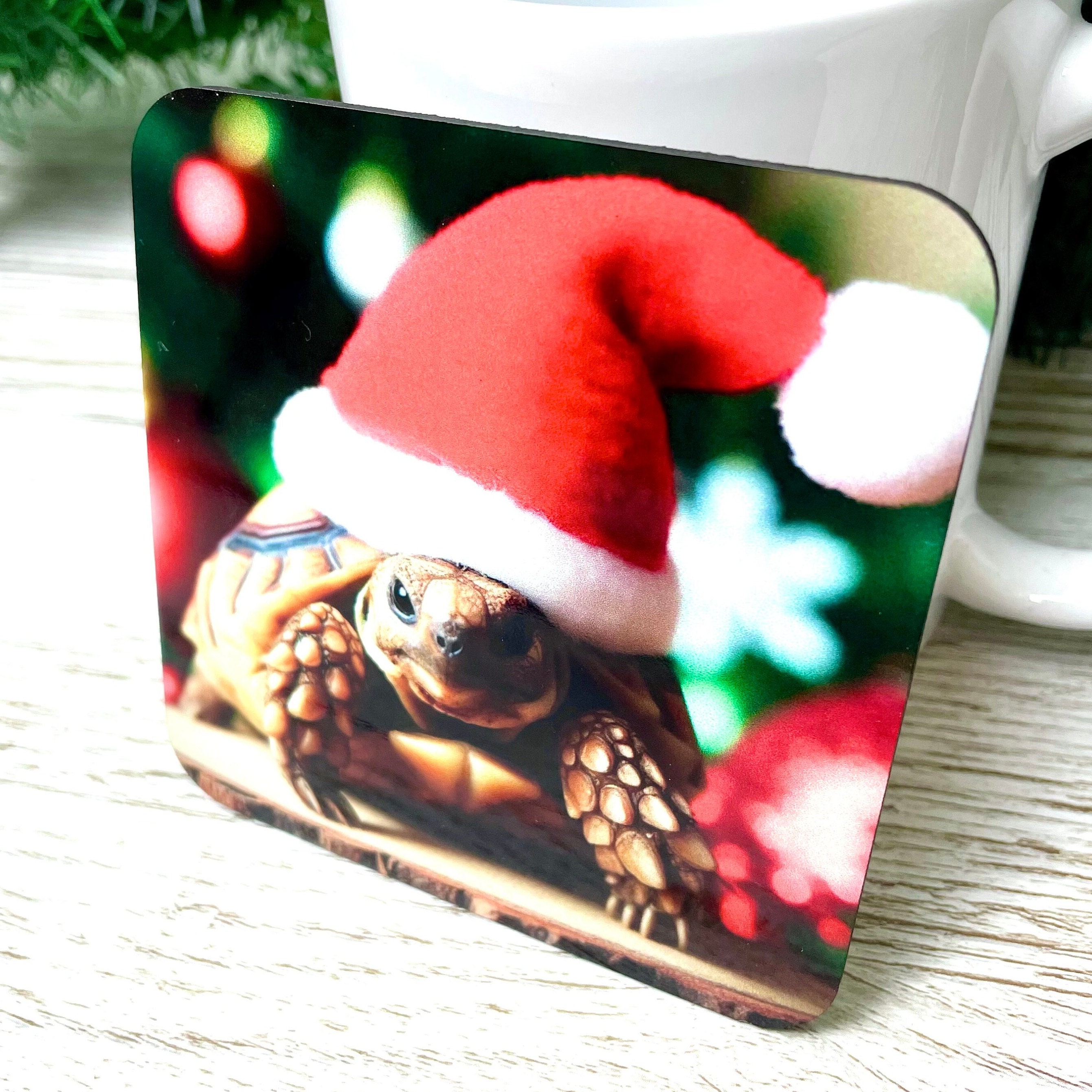 Tortoise Christmas Coaster Tortoise Gifts Tortoise Table - Etsy