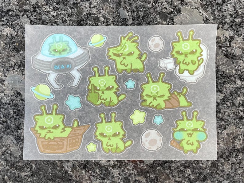Glorp Alien Cat Stickers!! - Etsy