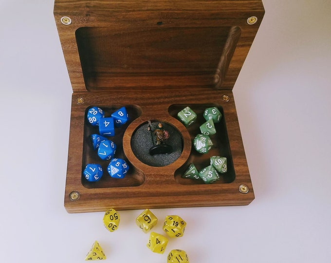 Solid Walnut Dice Vault, Dice Box, Dice Case, Dice Tray, D&D, DND, D20 ...