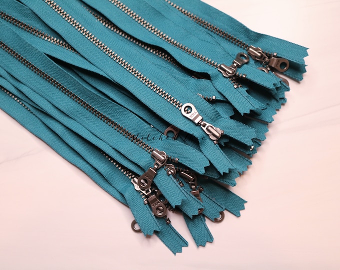 YKK 4.5 Closed End Metal Zipper Antique Nickel Color 020 Teal Pack of 5 ...
