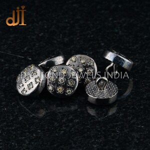 Oxidized Sterling Silver Diamond Buttons: 10mm Round Shirt Clasps - Etsy