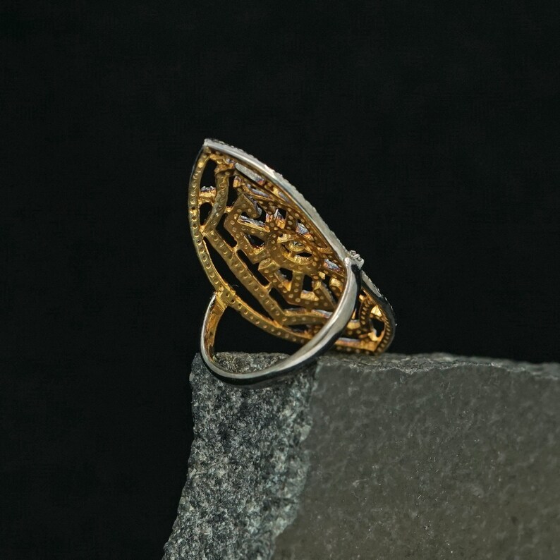 925 Silver PAVE DIAMOND Long RING Diamond Wedding Ring | Etsy