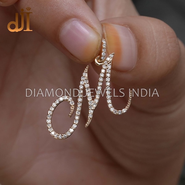 Gold M Pendant - Etsy