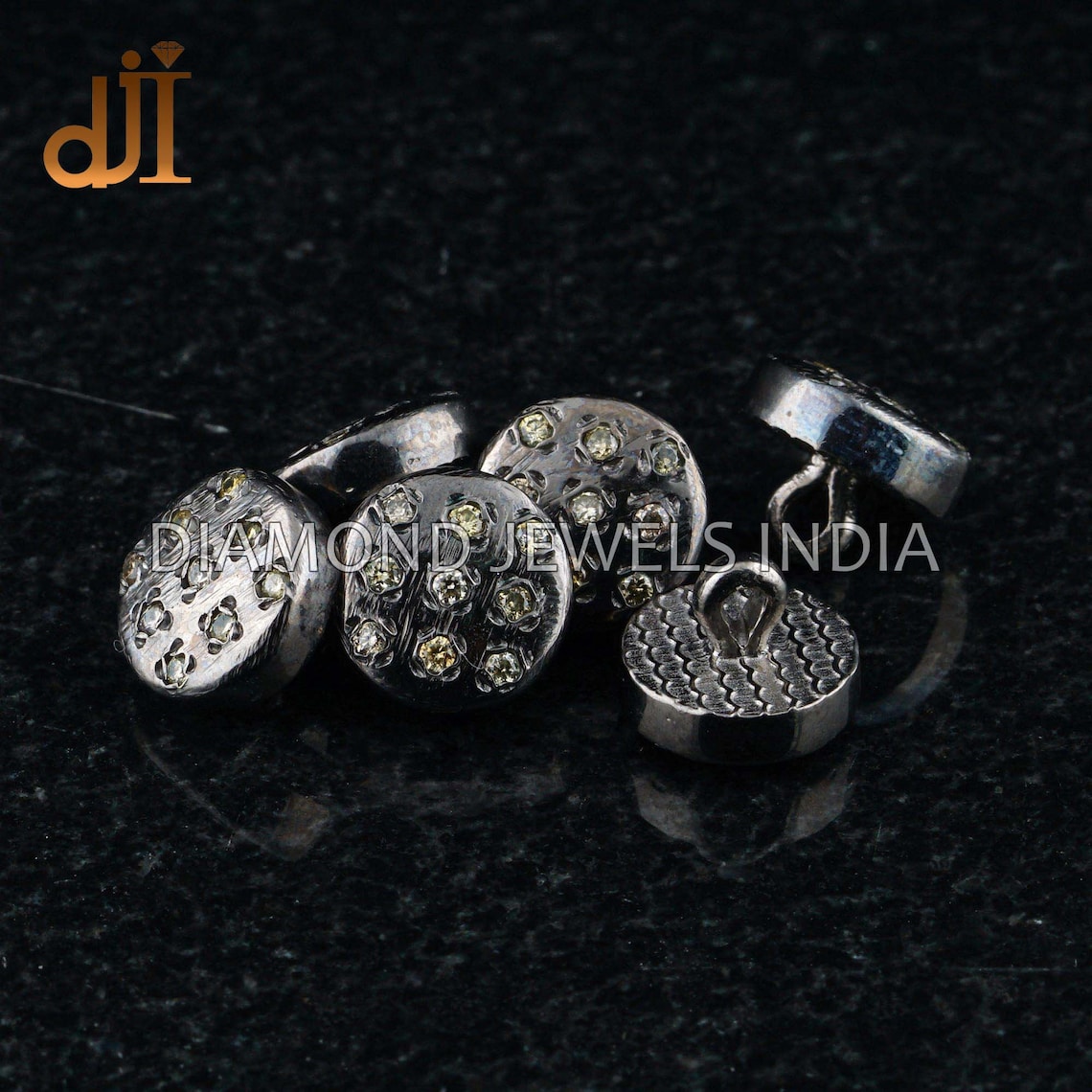 Oxidized Sterling Silver Diamond Buttons: 10mm Round Shirt Clasps - Etsy