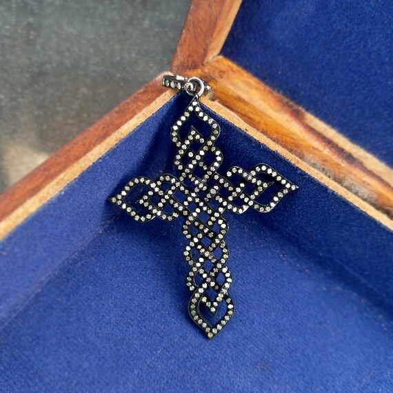 Pave Diamond Infinity Cross Charm Black 925 Silver Religious | Etsy
