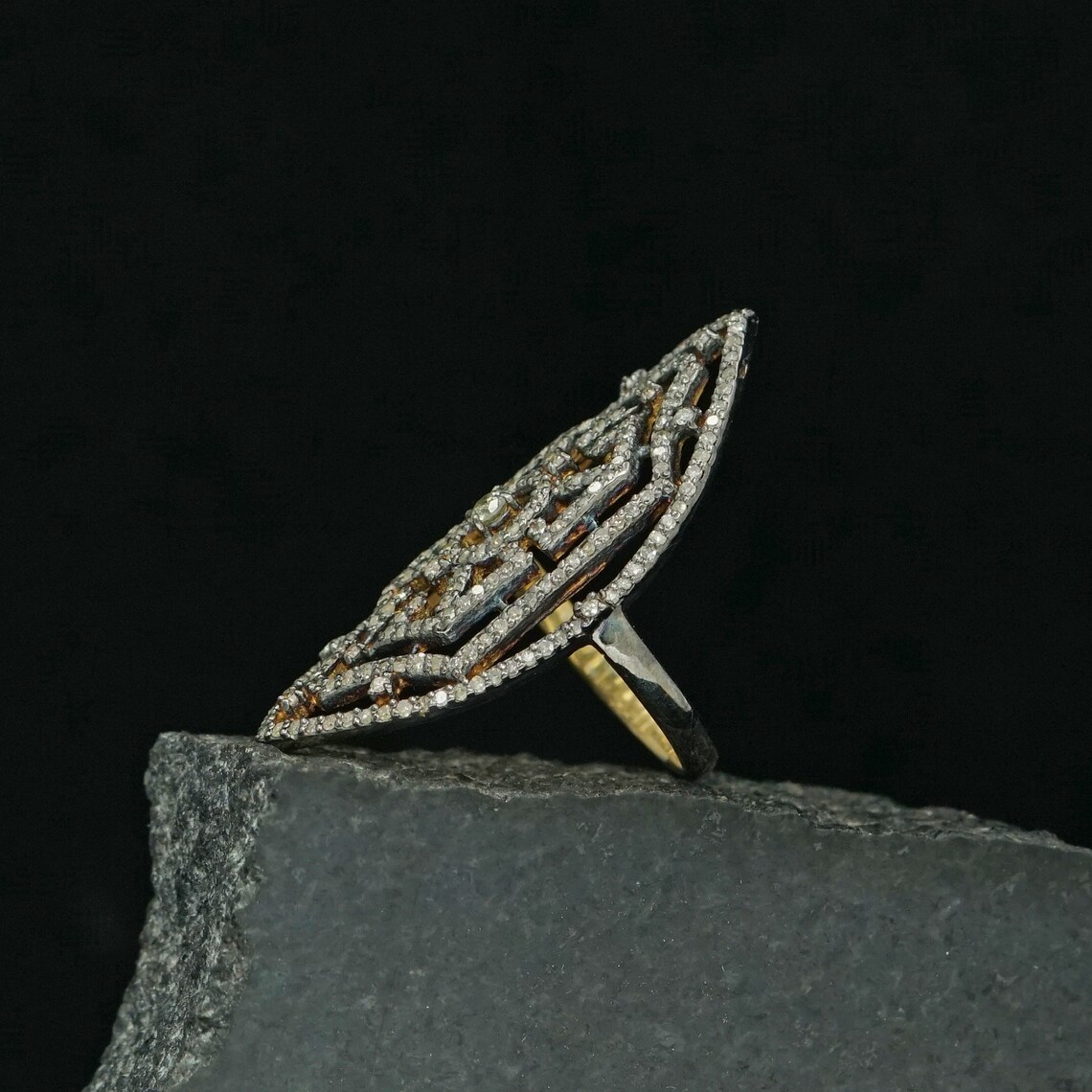 925 Silver Pave Diamond Long Ring Diamond Wedding Ring - Etsy