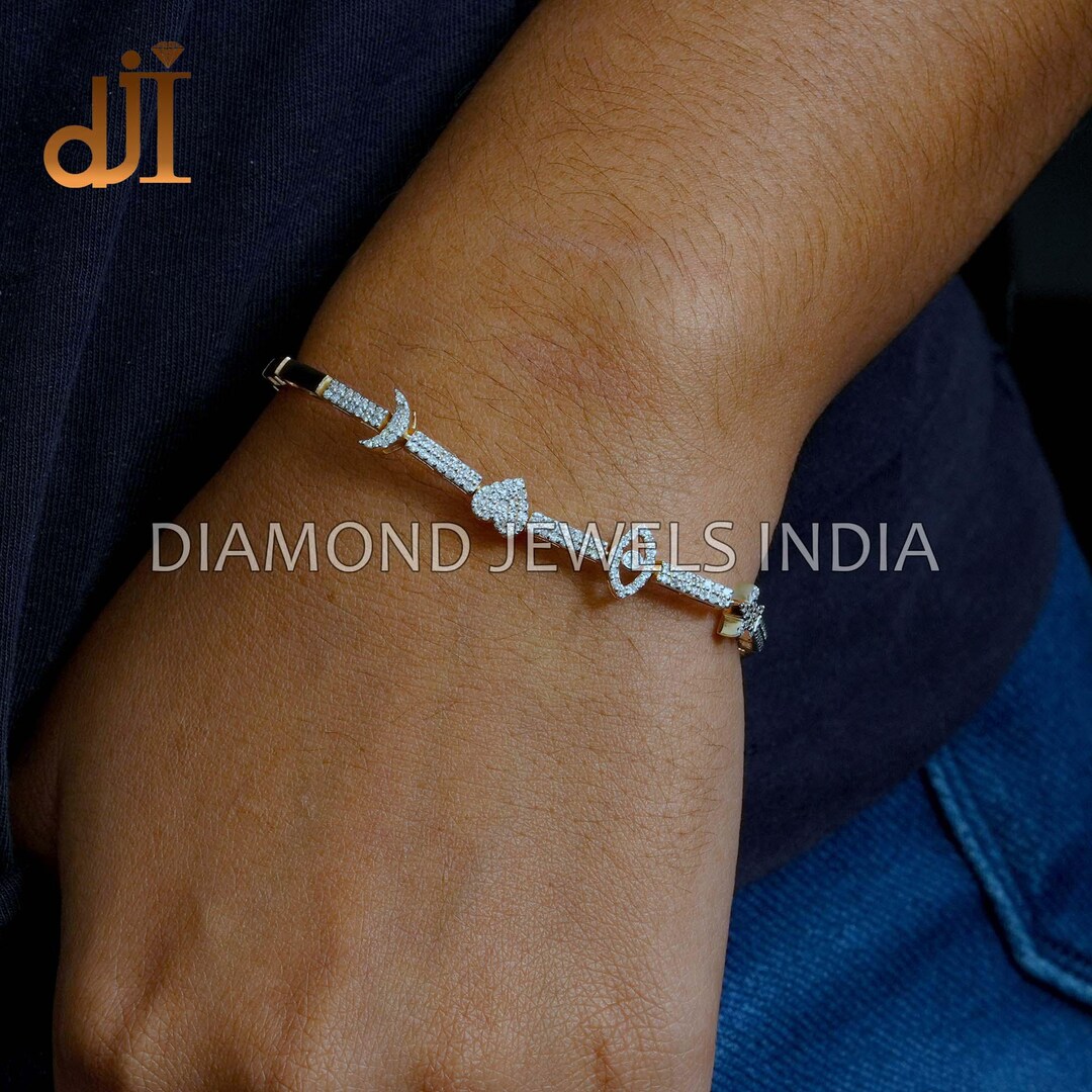 Diamond Multi Charm 14k Gold Bracelet, Pave Diamond Jewelry, Valentine ...