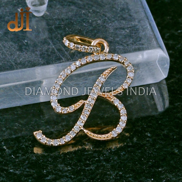 Diamond Alphabet Pendant Necklace - Etsy