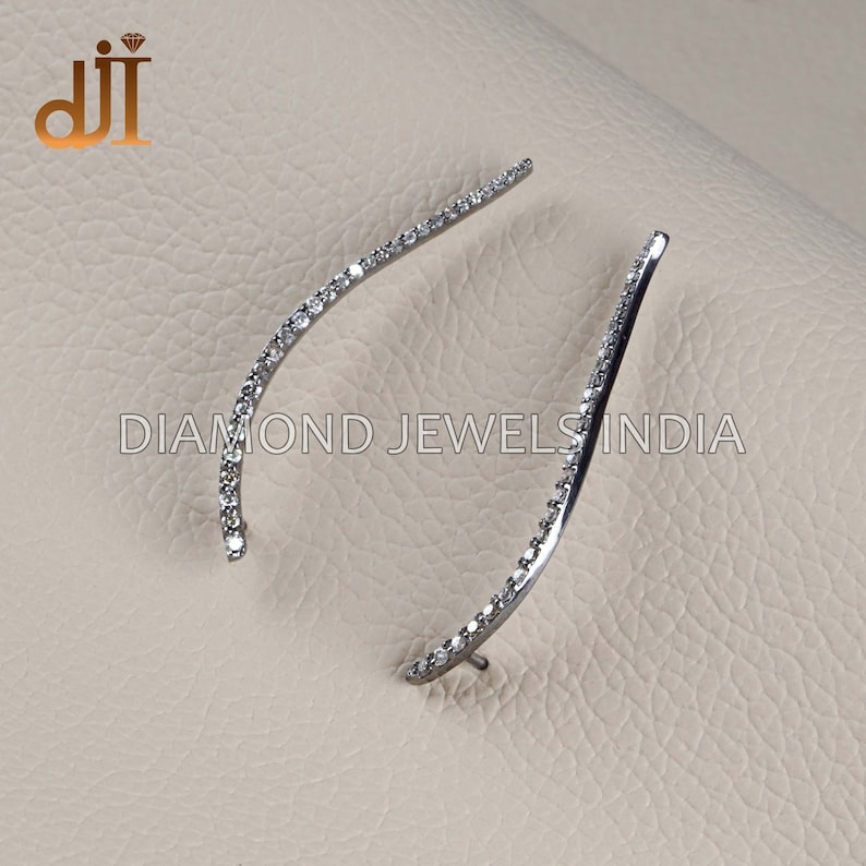 Pendiente de aro de plata 925 oxidada con pavé de diamantes: joyería de ...