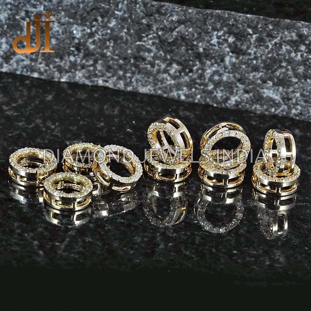 14k Gold Pave Diamond Spacer: Handmade Jewelry Component (8 MM) - Etsy
