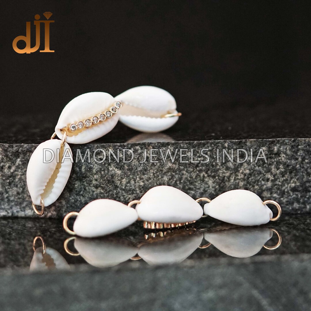 Pave Diamond 14k Yellow Gold Cowrie Shell Pendant: Jewelry Finding - Etsy