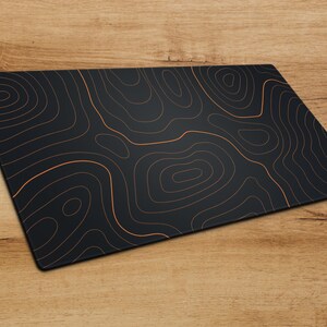 Topographic Abstract Desk Mat, Orange Geographic Map Gaming Large Mouse ...