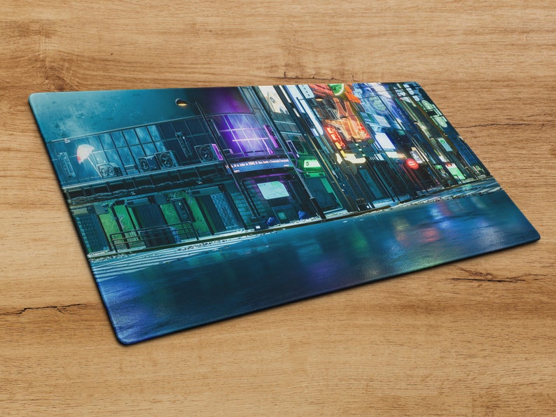 Cyberpunk City Street Desk Mat Futuristic Gaming Large Mouse - Etsy