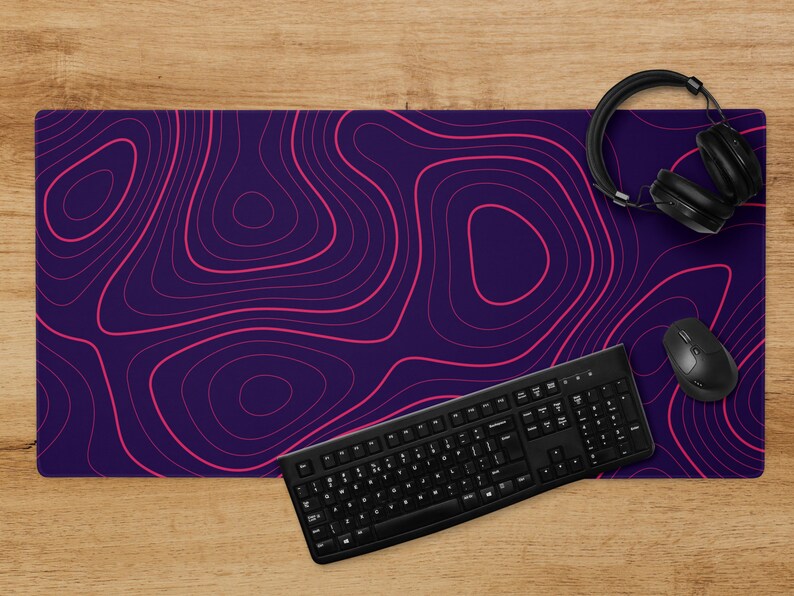 Topographic Abstract Desk Mat Pink Purple Geographic Map - Etsy
