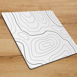 Topographic Abstract Desk Mat, White Geographic Map Gaming Large Mouse ...