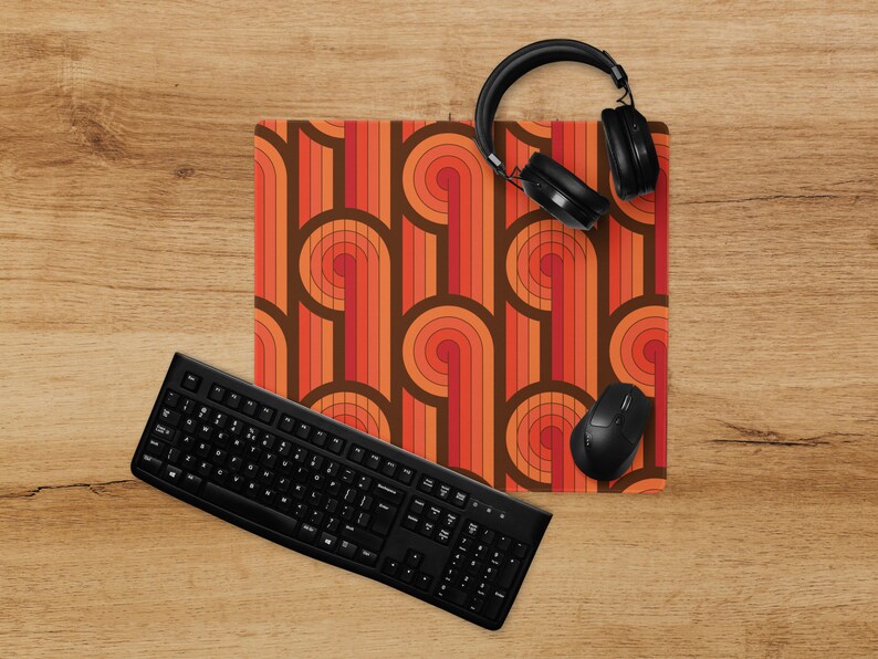 Retro Groovy Mid Century Modern Abstract Desk Mat Gaming Large - Etsy