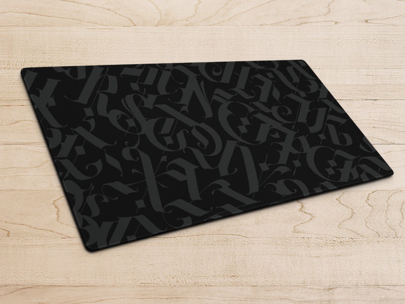 Gothic Font Desk Mat Black Witchy Tarot Mat Gaming Large - Etsy