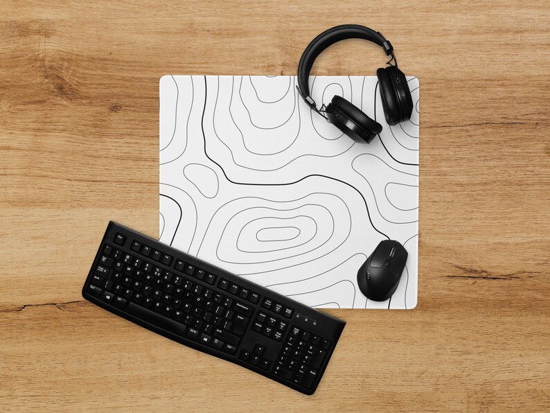 Topographic Abstract Desk Mat White Geographic Map Gaming - Etsy UK