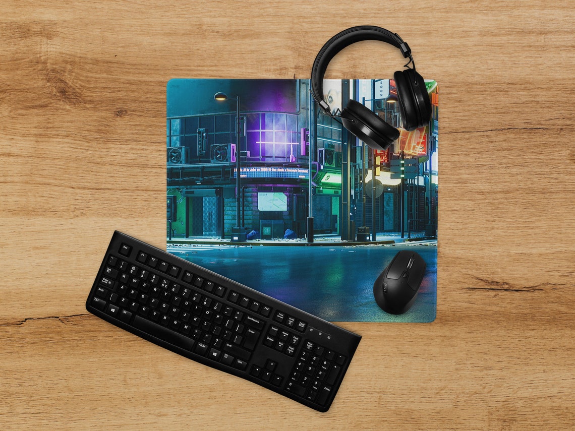 Cyberpunk City Street Desk Mat Futuristic Gaming Large Mouse - Etsy