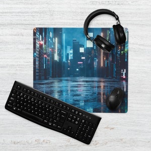 Cyberpunk City Street Desk Mat Futuristic City Gaming Large Mouse Pad ...