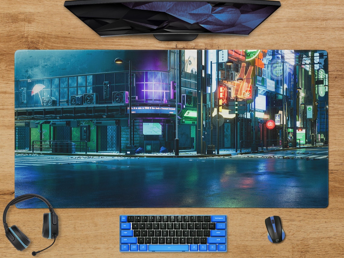 Cyberpunk City Street Desk Mat Futuristic Gaming Large Mouse - Etsy
