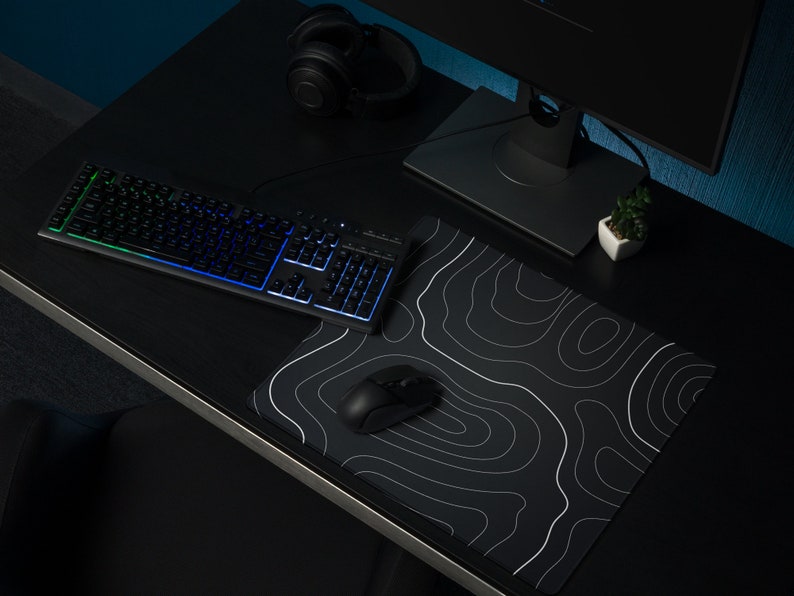 Topographic Abstract Desk Mat White Lines Geographic Map - Etsy