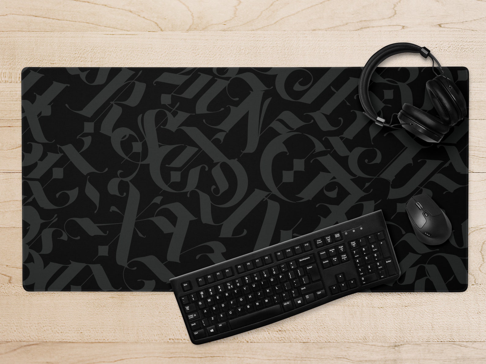 Gothic Font Desk Mat Black Witchy Tarot Mat Gaming Large - Etsy