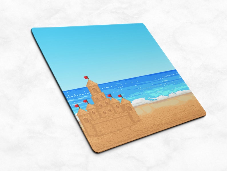 8-bit Arcade Retro Pixel Sand Castle Beach Desk Mat Gaming - Etsy