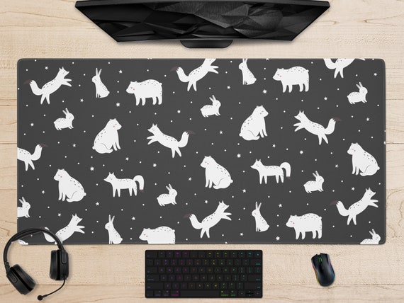 Woodland Animals Cute Desk Mat Fox Bear Rabbit Gaming Large - Etsy